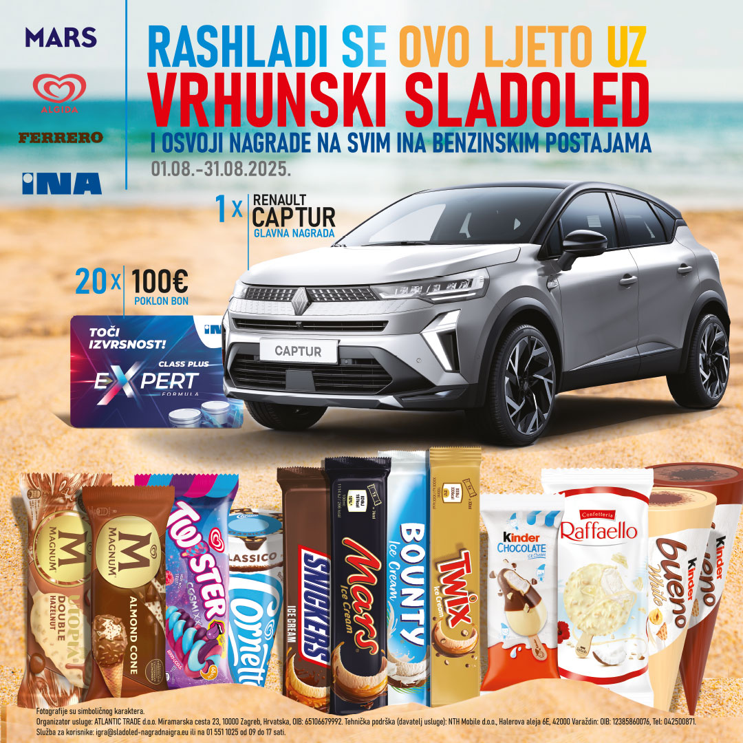 Nagradna igra Mars, Algida, Ferrero sladoledi u INA benzinskama